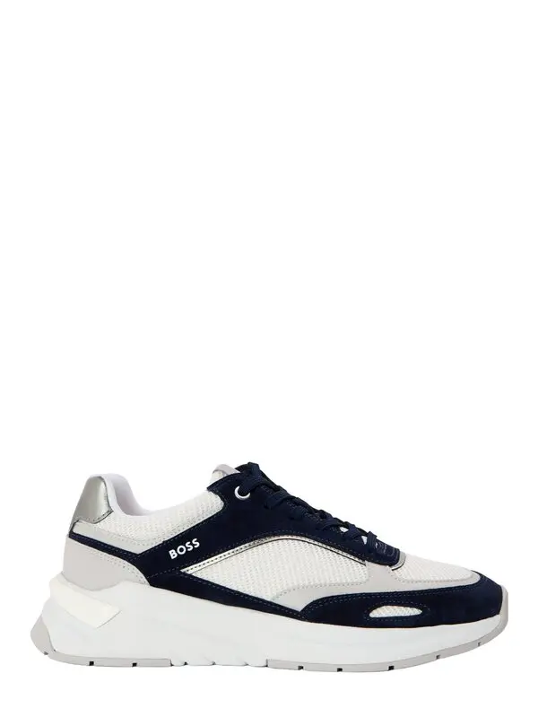 Hugo Boss Mesh Suede Mixed Low-top Sneakers - White