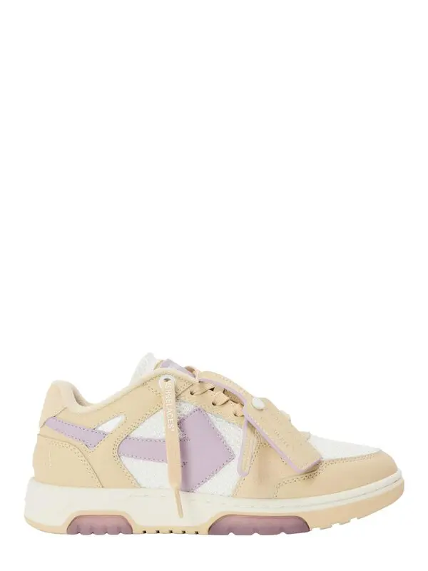 Off-White Mixed Material Lace-up Low Top Sneakers - No