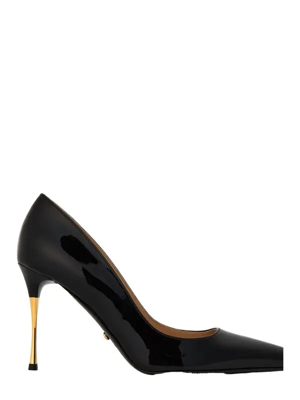 MACHMACH Mach & Mach Pointed Toe Slip-on Pumps With Metallic Stiletto Heel - Black