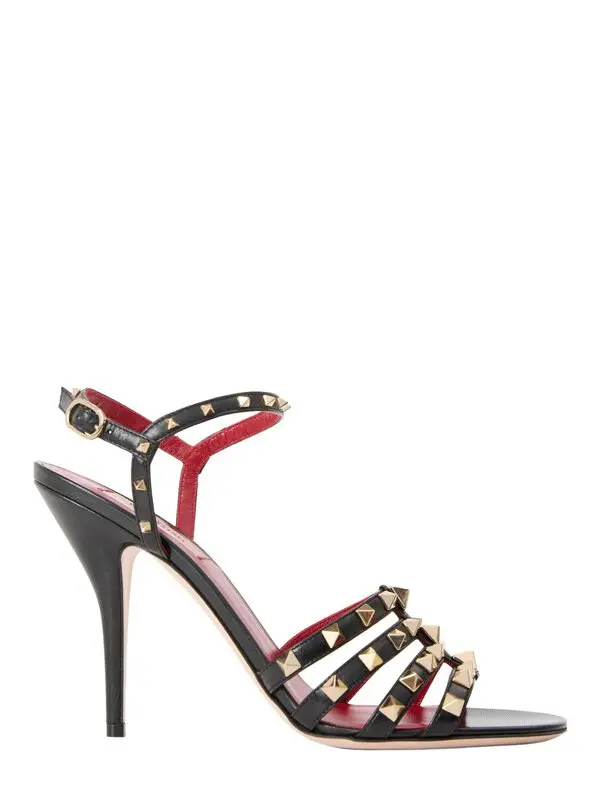 Valentino Garavani Open-toe Stiletto Sandals With Multi-stud Embellishments - Black