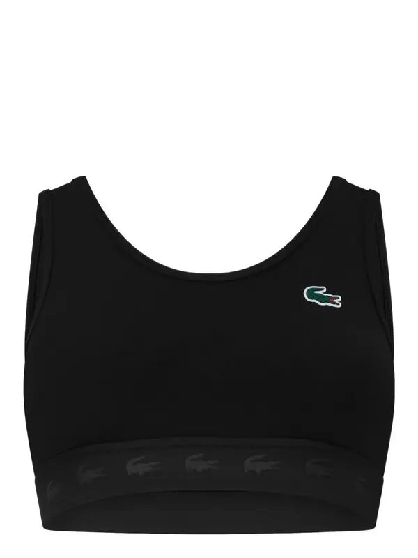 Lacoste Sleeveless Ribbed Crop Top - Black