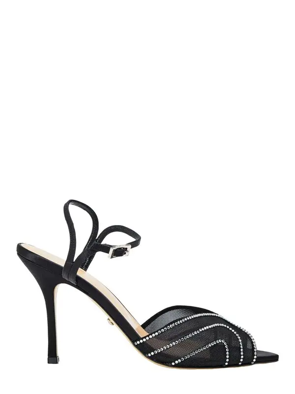 MACHMACH Open-toe Stiletto Heel Sandals With Crystal Embellishments - Black