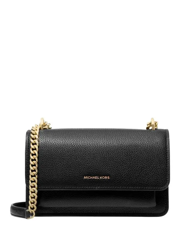 Michael Kors Flap Grained Leather Crossbody Bag - Black