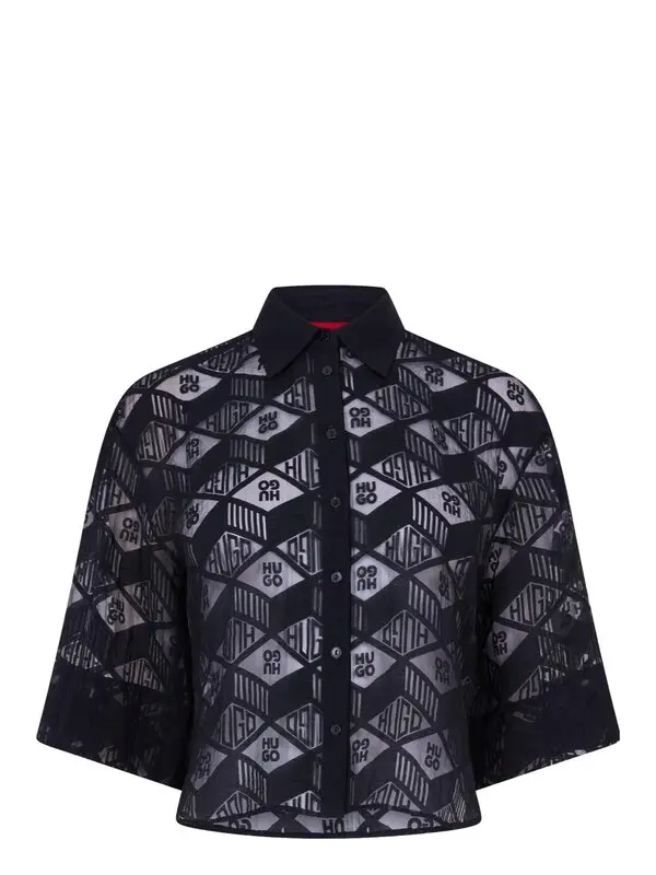 Hugo Boss Collared Cropped Midsleeve Shirt - No