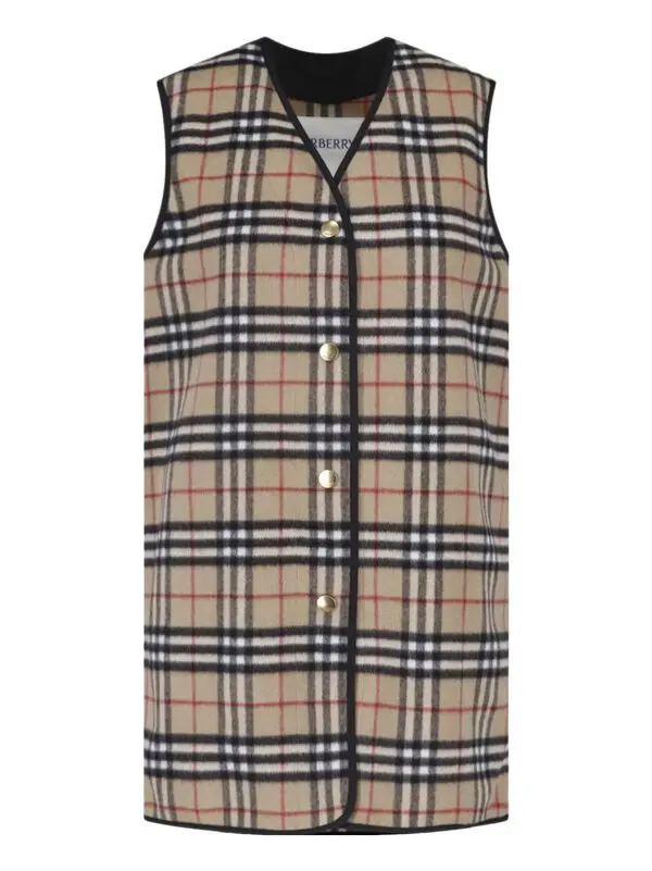 Burberry Checked Plaid Vest - Beige