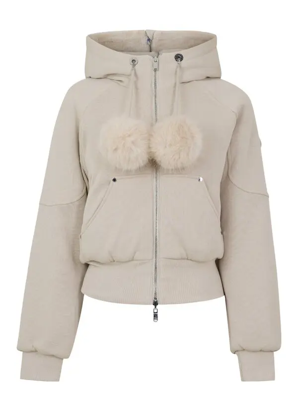 Moose Knuckles Cropped Hooded Jacket With Pompom Accents - Nude