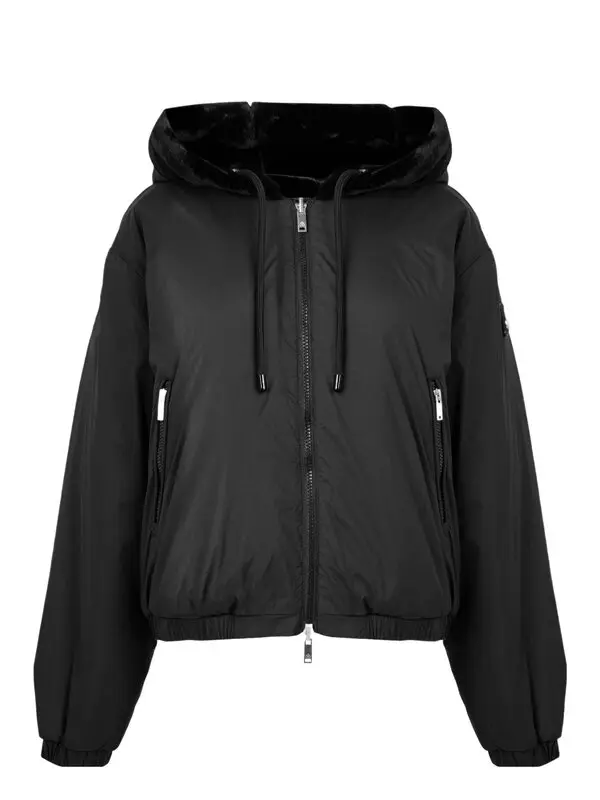 Moose Knuckles Cropped Hooded Bomber Jacket - Black