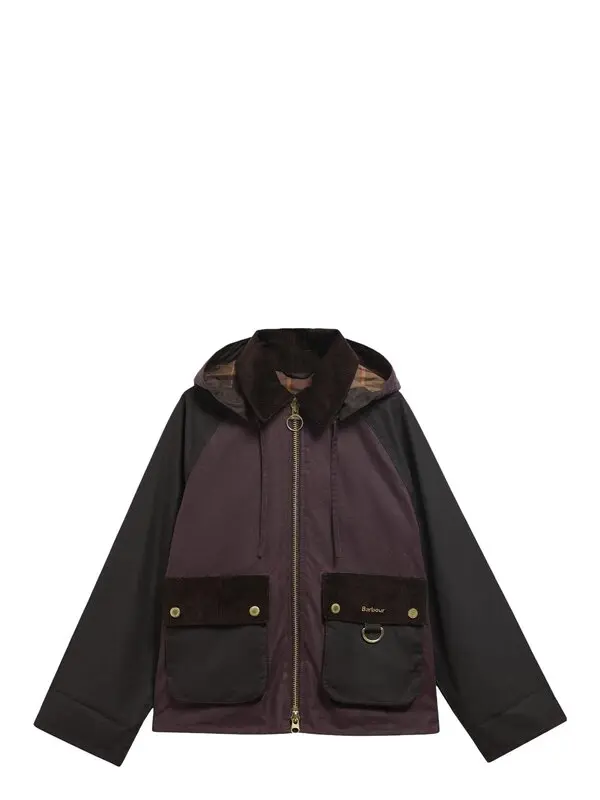 Barbour Cropped Hooded Jacket With Contrasting Trim - Black