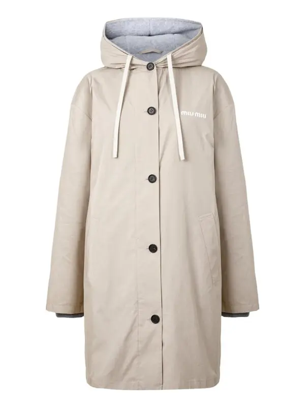 Miu Miu Midlength Hooded Parka Coat - Nude
