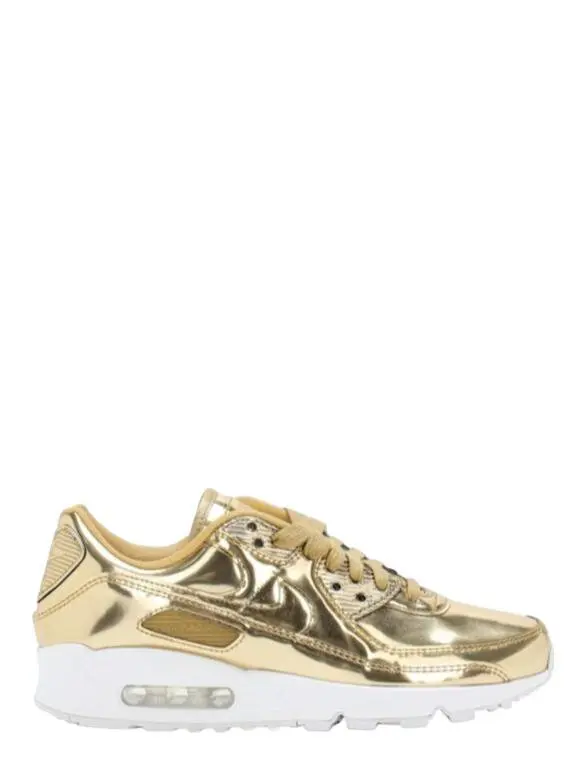 Nike Metallic Leather Lace-up Casual Sneakers - Nude