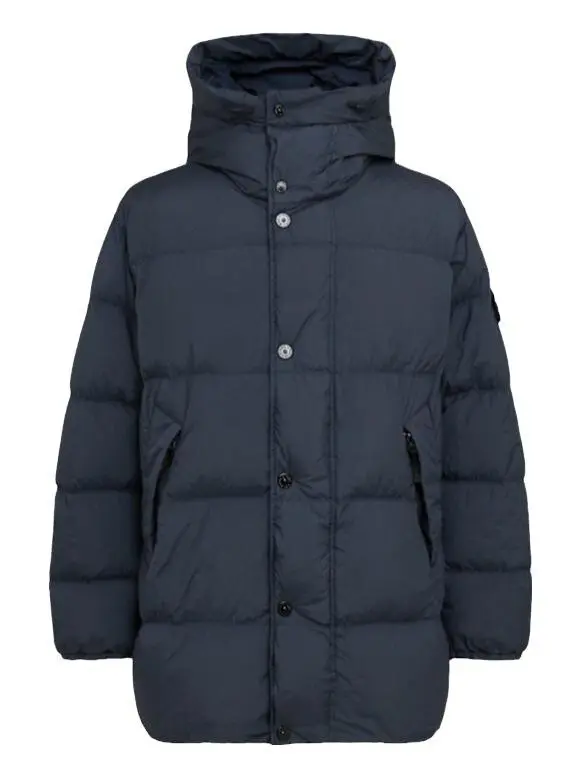 Stone Island Hooded Long Down Jacket - Black
