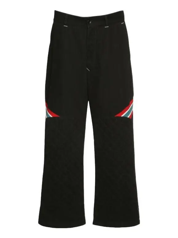 Incotex High Waist Quilted Detail Wide Leg Trousers - Black