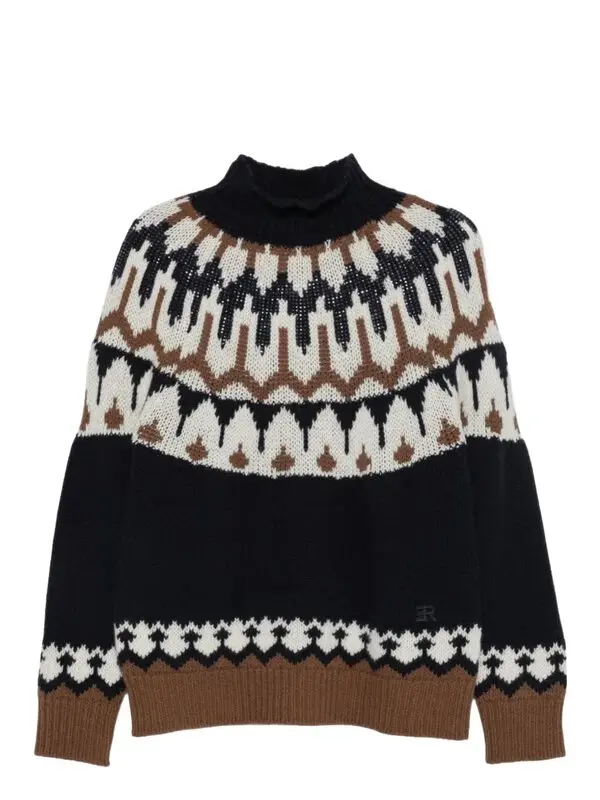 ERMANNO FIRENZE Fair Isle Geometric Print Turtleneck Sweater - Multi-color