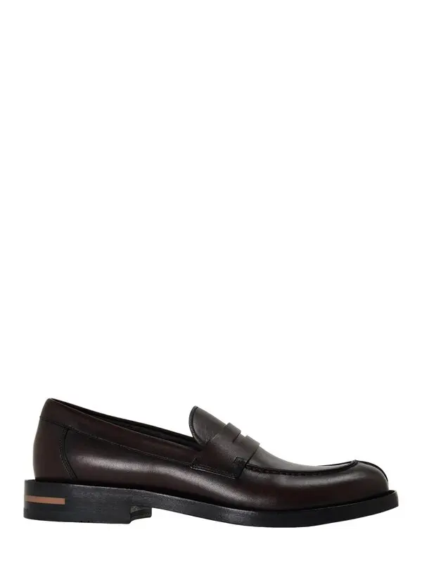 Hugo Boss Polished Leather Penny Loafer - Black