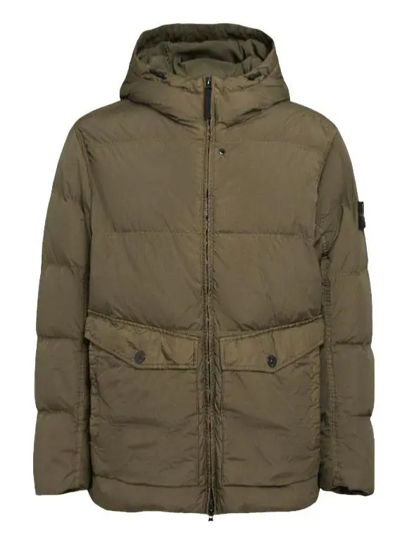 Stone Island Hooded Down Jacket - Brown