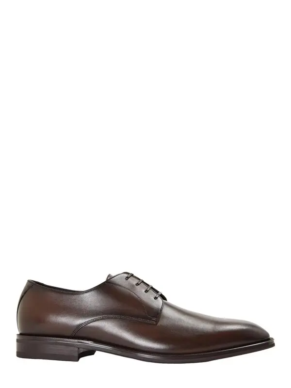 Hugo Boss Polished Leather Derby Shoe - Brown