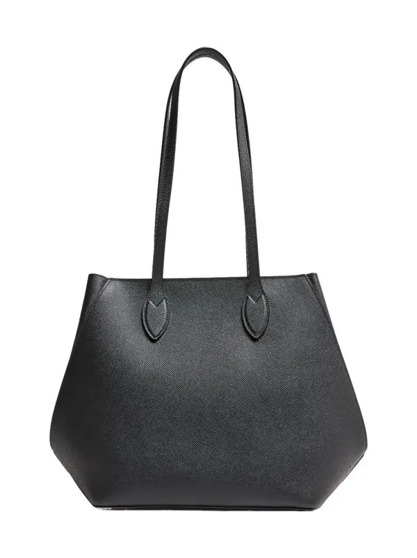 VALEXTRA Grained Leather Shopper Tote Bag - Black