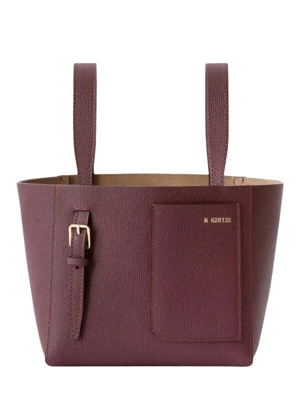 VALEXTRA Grained Leather Bucket Bag - Red