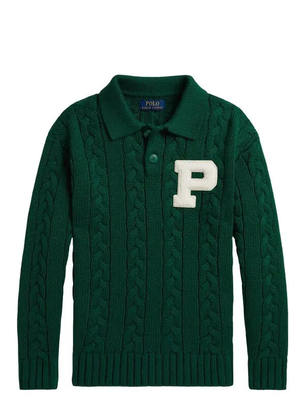 Polo Ralph Lauren Cable Knit Letterman Polo - No