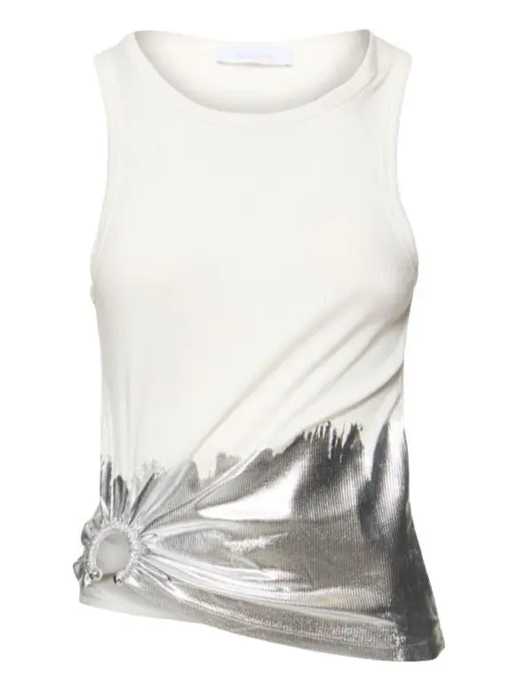 Rabanne Fitted Draped Tank Top With Ring Detail - No