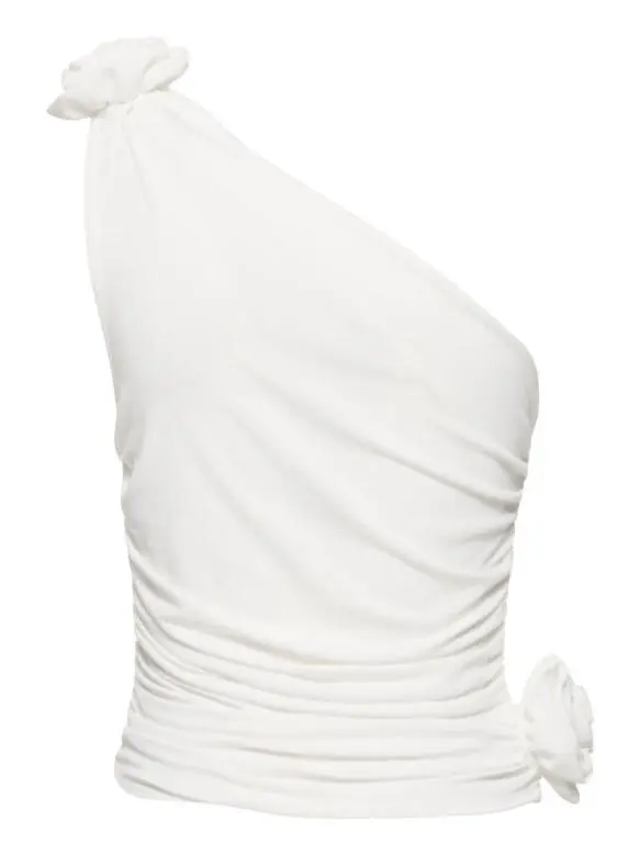 Magda Butrym Asymmetrical Draped Top With Applique - White