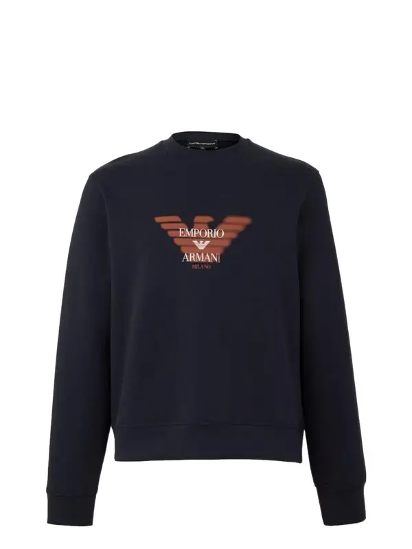 Emporio Armani Crewneck Long Sleeve Sweatshirt With Vintage Graphic Print - Blue