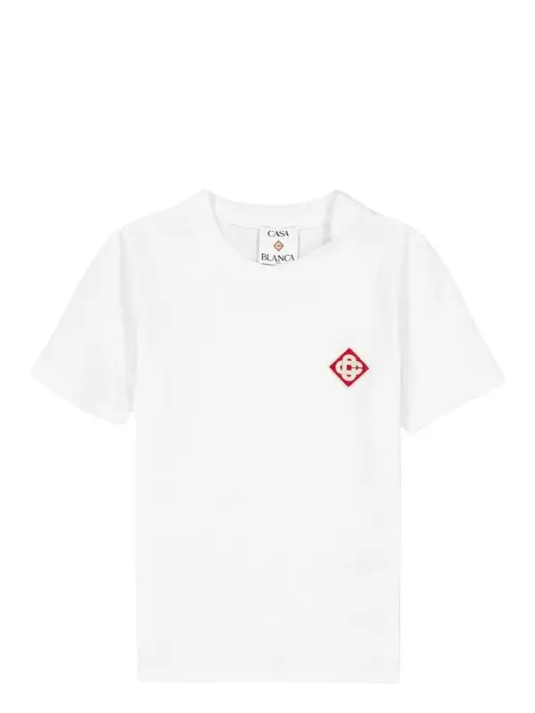 Casablanca Crewneck Short Sleeve T-shirt With Diamond Emblem - White