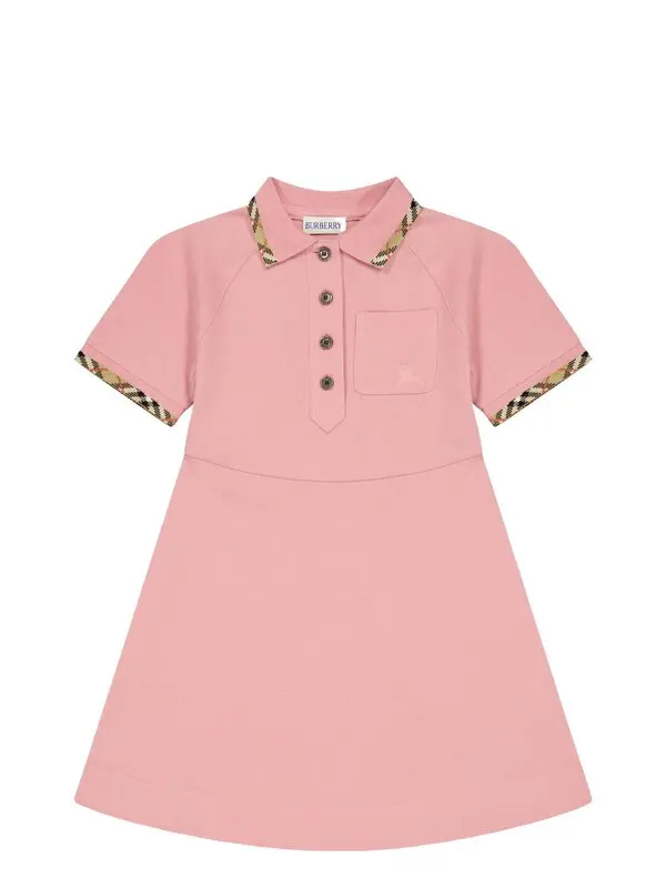 Burberry Polo Shirt Dress With Check Trim - No