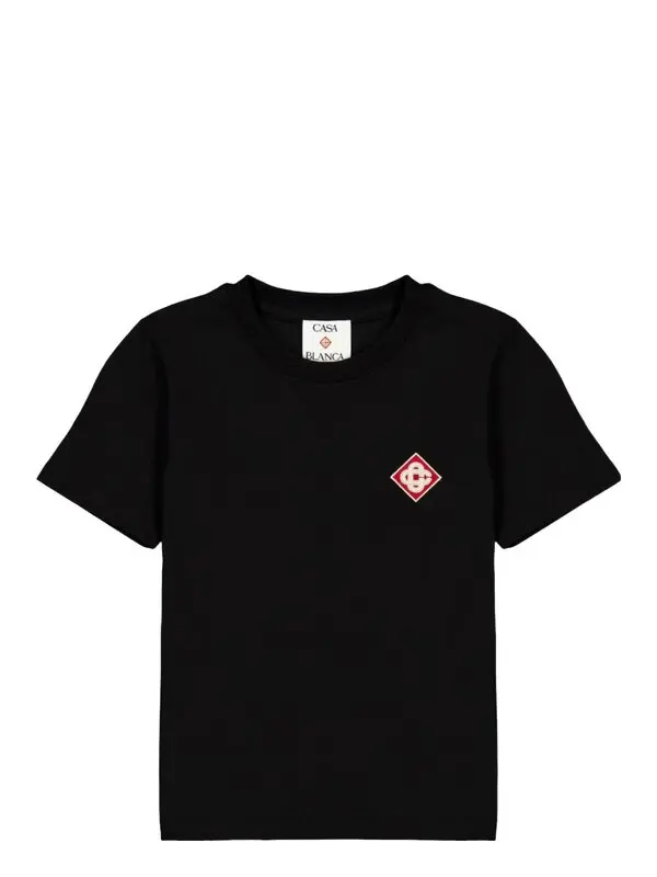 Casablanca Crewneck Short Sleeve T-shirt With Diamond Patch Emblem - Black