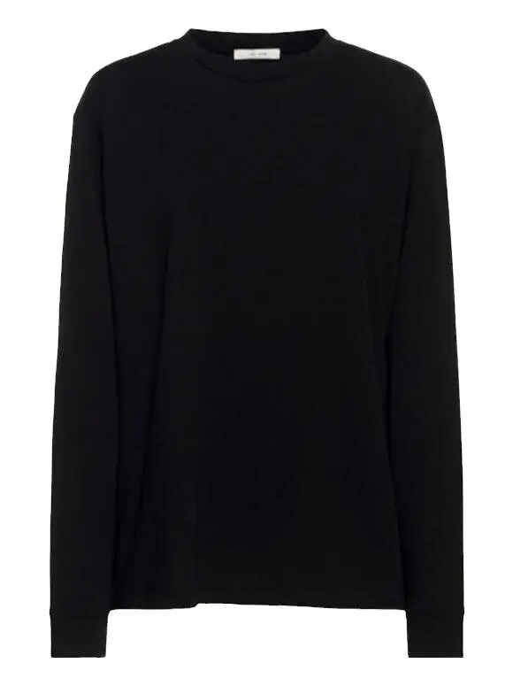 THE ROW Ciles Cotton Jersey Long Sleeve T-shirt - Black