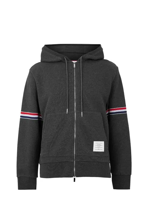 Thom Browne Fullzip Hooded Sweatshirt - Black