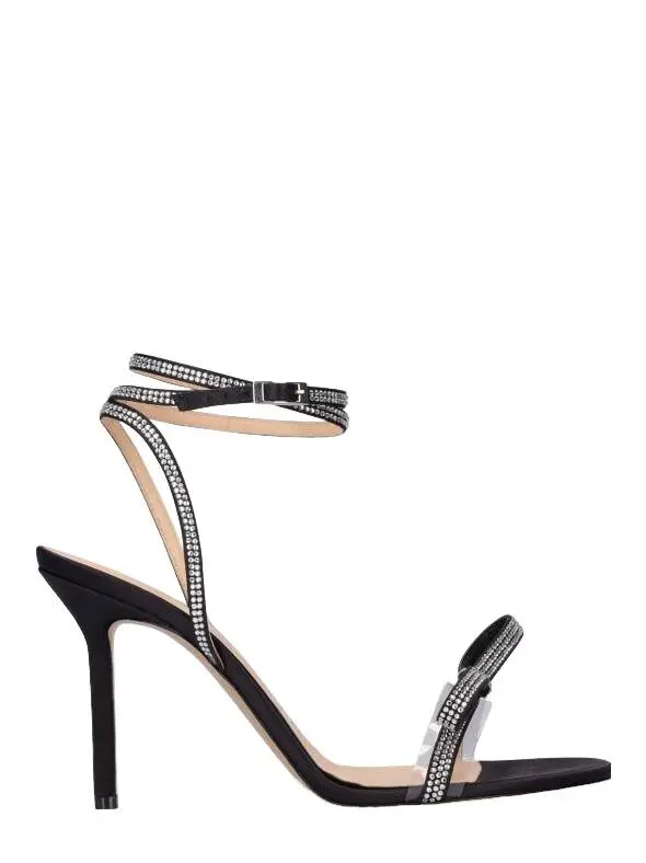 MACHMACH Stiletto Sandals With Ankle Strap And Bow Detailing - Black