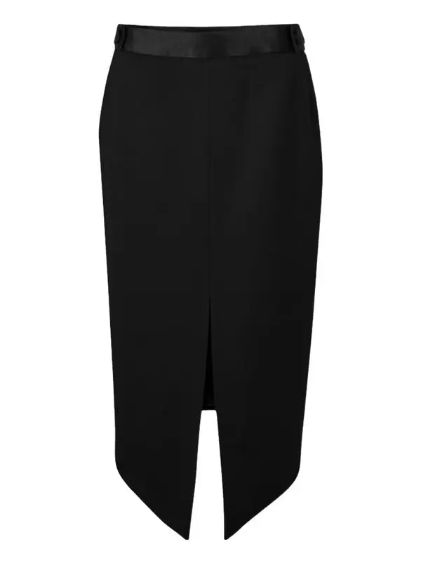 TOM FORD Midi Skirt With Satin Waistband And Asymmetric Hem - Black