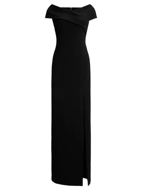Ralph Lauren Off-the-shoulder Gown With Draped Detail - Black