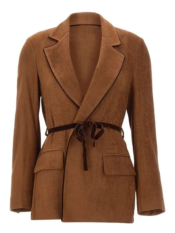 KAOS V-neck Tie-front Blazer - Brown