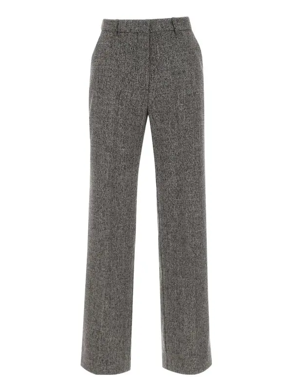 KAOS Textured High-waisted Straight-leg Trousers - Grey