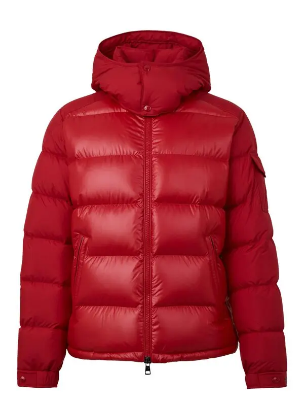 Moncler Short Glossy Hooded Down Jacket - Red