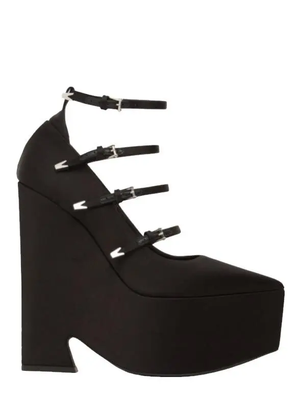 Versace Pointed Toe Mule With Straps And Block Heel - No
