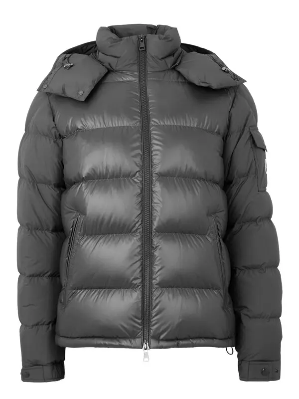 Moncler Short Shiny Hooded Down Jacket - Black