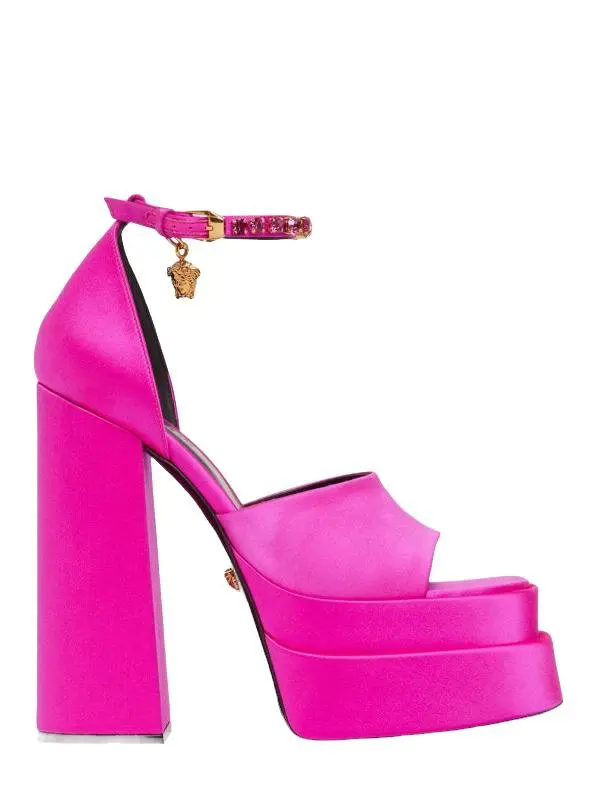 Versace Platform Satin Viscose Sandals - Pink