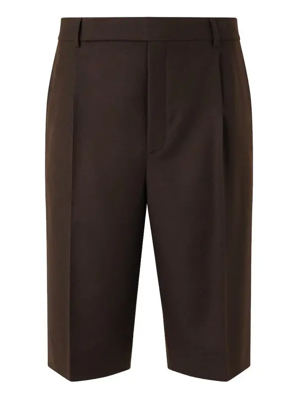 Saint Laurent Straight-leg Wool Shorts - Brown