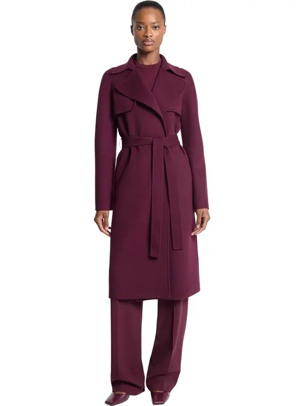 Michael Kors Jennifer Double Faced Wool Trench Coat - Red