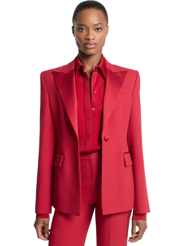 Michael Kors Georgie Double Crepe Sablé Blazer - Red