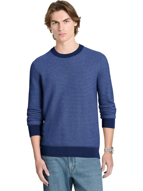 Michael Kors Textured Cotton Crewneck Sweater - Blue