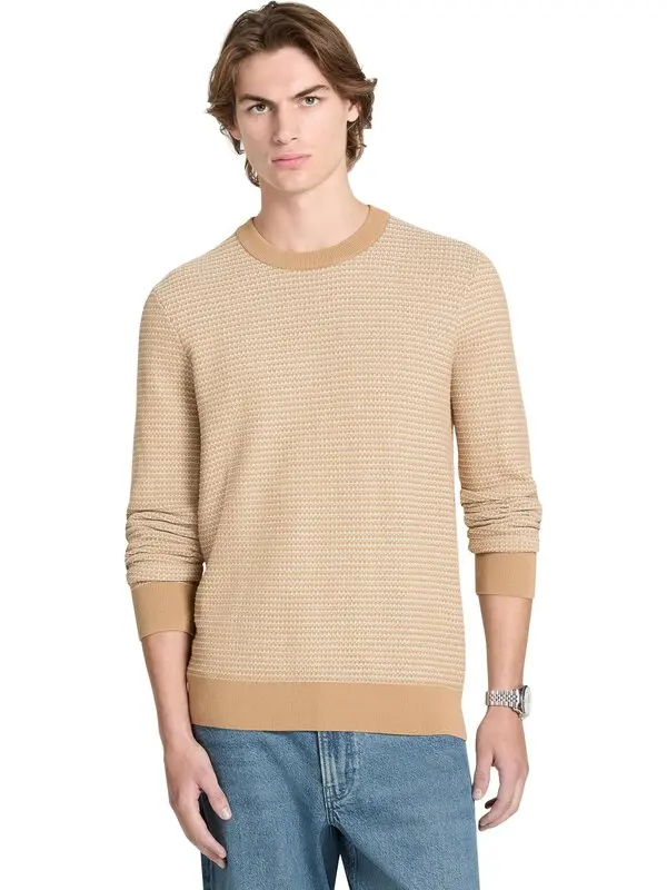 Michael Kors Textured Cotton Crewneck Sweater - Brown