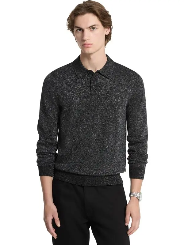 Michael Kors Metallic Wool Polo Sweater In Size By - Silver
