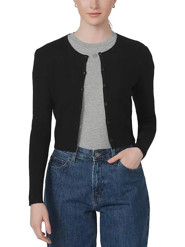 POINT Classic Cropped Cardigan - Black