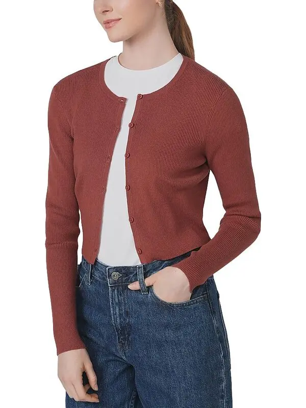 POINT Classic Cropped Cardigan - Dark Rust