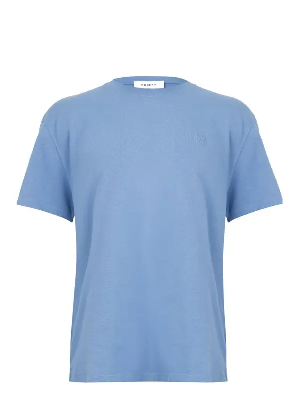 Alexander McQueen Minimal Crewneck Shortsleeve Tshirt - Blue