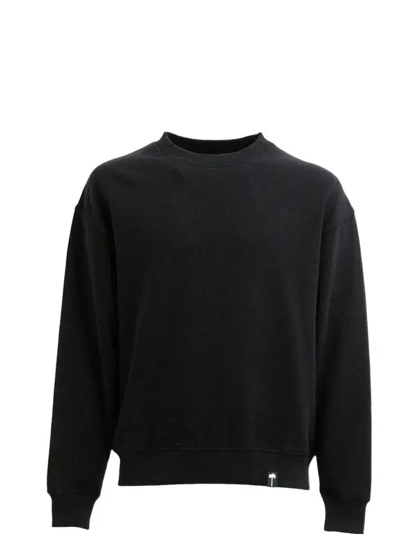 Palm Angels Long Sleeve Crewneck Sweatshirt With Back Sleeve Logo - Black